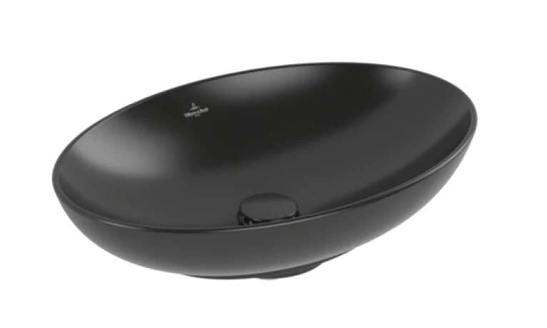 Раковина Villeroy & Boch Loop & Friends 4A4701R7, накладная, 56×38,5 см, Pure Black с Ceramicрlus