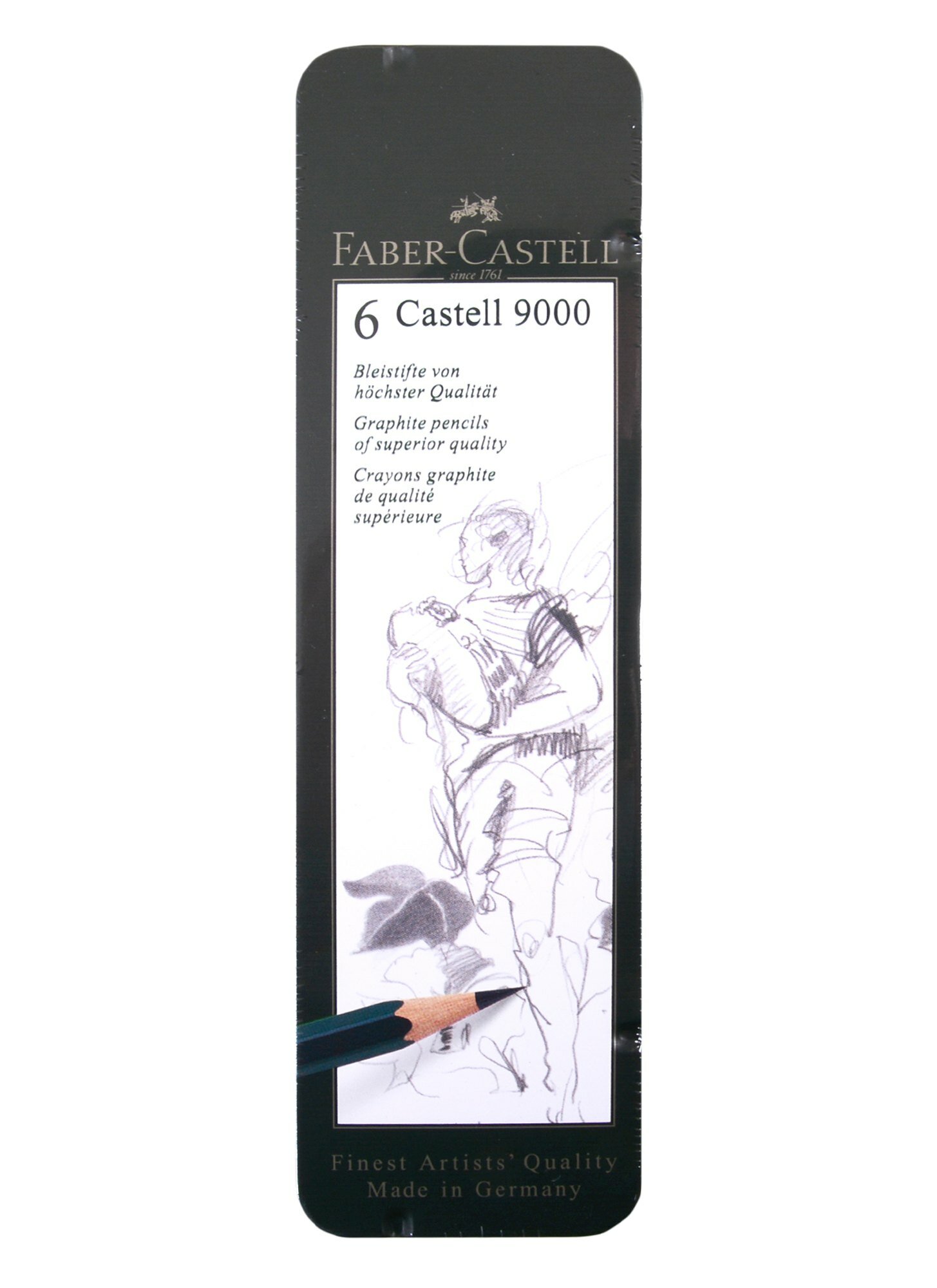 Набор карандашей ч/г "Castell 9000", 06шт, HB-8B, метал. кор.