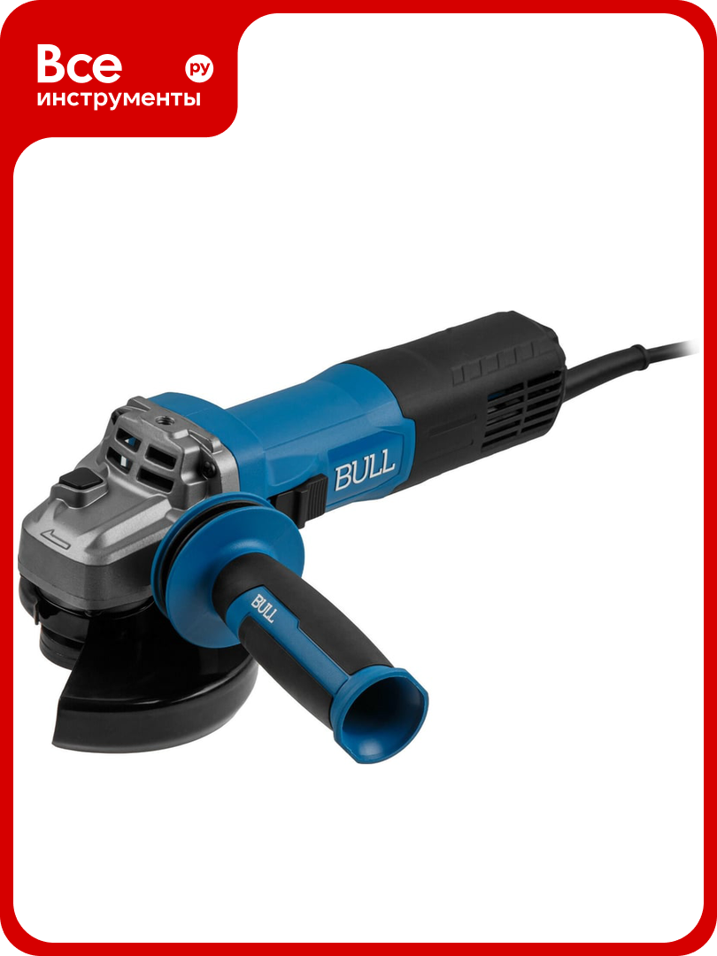 Одноручная угловая шлифмашина BULL WS 1210 в кор. 125 мм, 1000 Вт, плавный пуск, константная электроника 1333511