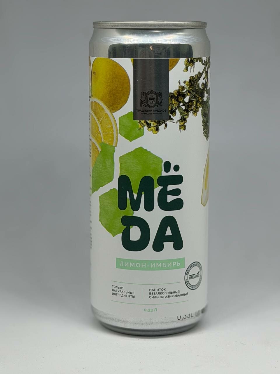 Натуральный лимонад Мёда без сахара Лимон-Имбирь 8х0.33л