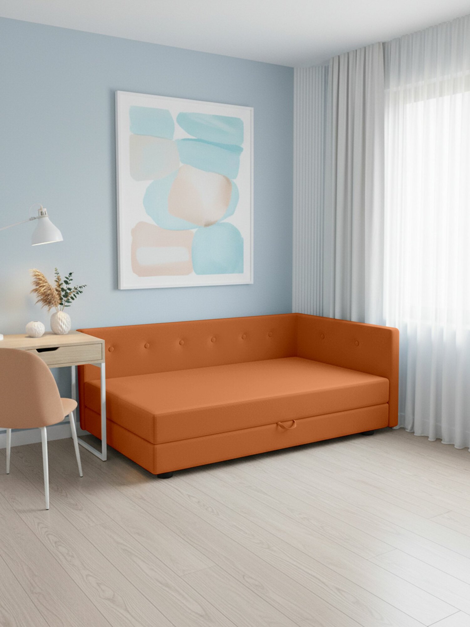 Тахта Лира Справа фокус- мебельная фабрика 130х210х76 см терракотовый