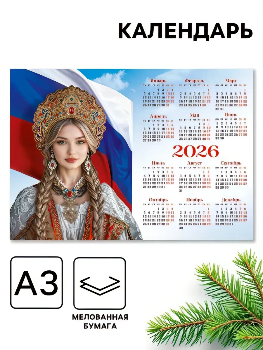 Календарь 2026 «Патриотический», А3 1 шт