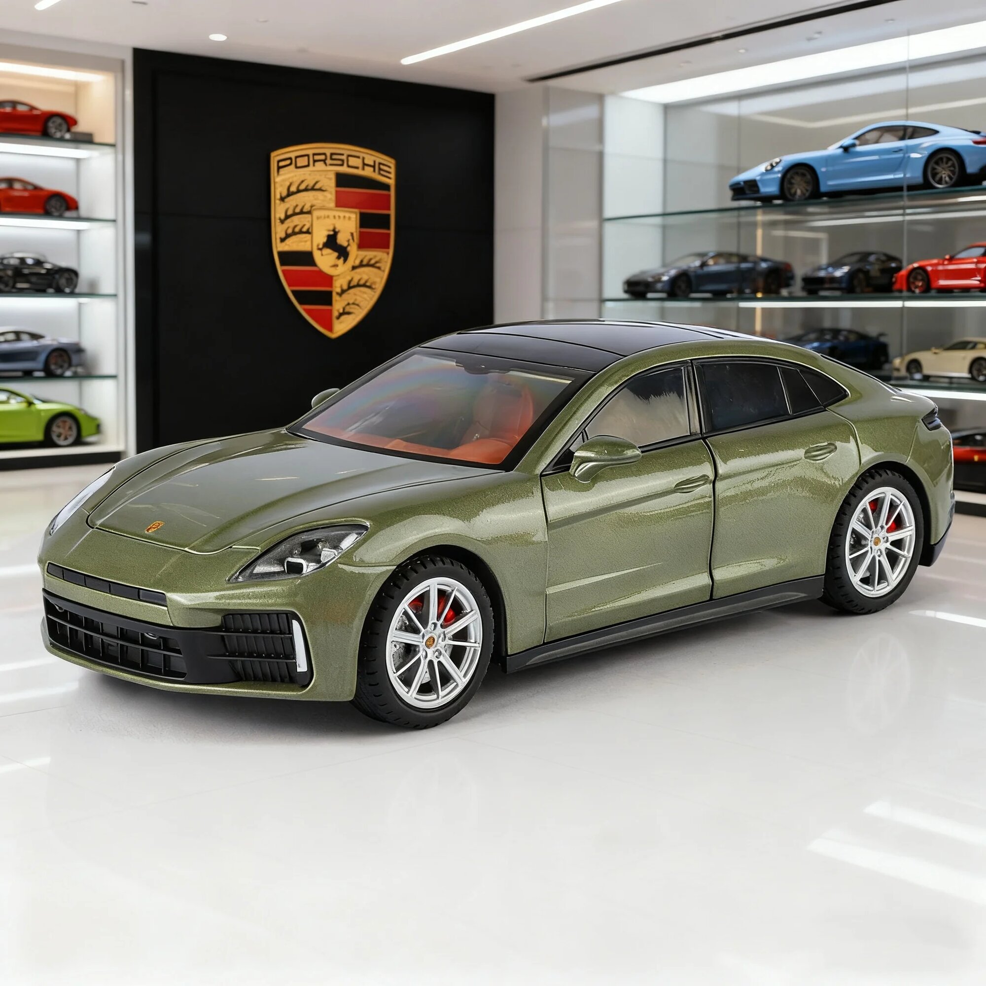 Porsche Panamera зеленая металлическая модель 1:24