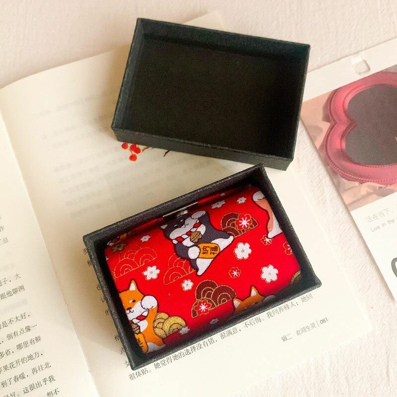 Портативный футляр для помады с зеркалом, миниатюрная подарочная коробка ручной работы в японском винтажном стиле, защитный чехол для помады.