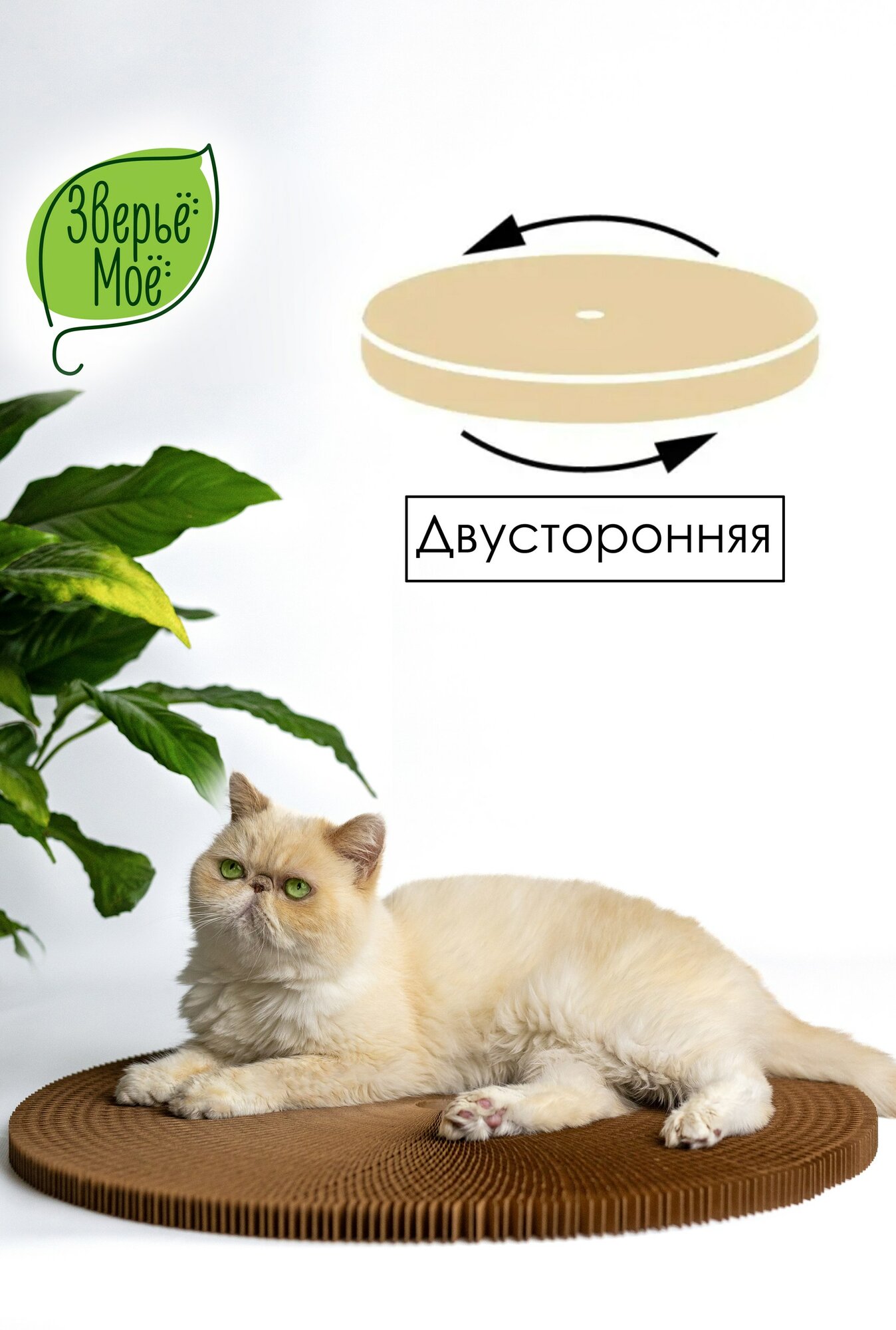 Когтеточка Зверье Моё, гофрокартон, двусторонняя, с пропиткой, лежанка, 52х52х2 см