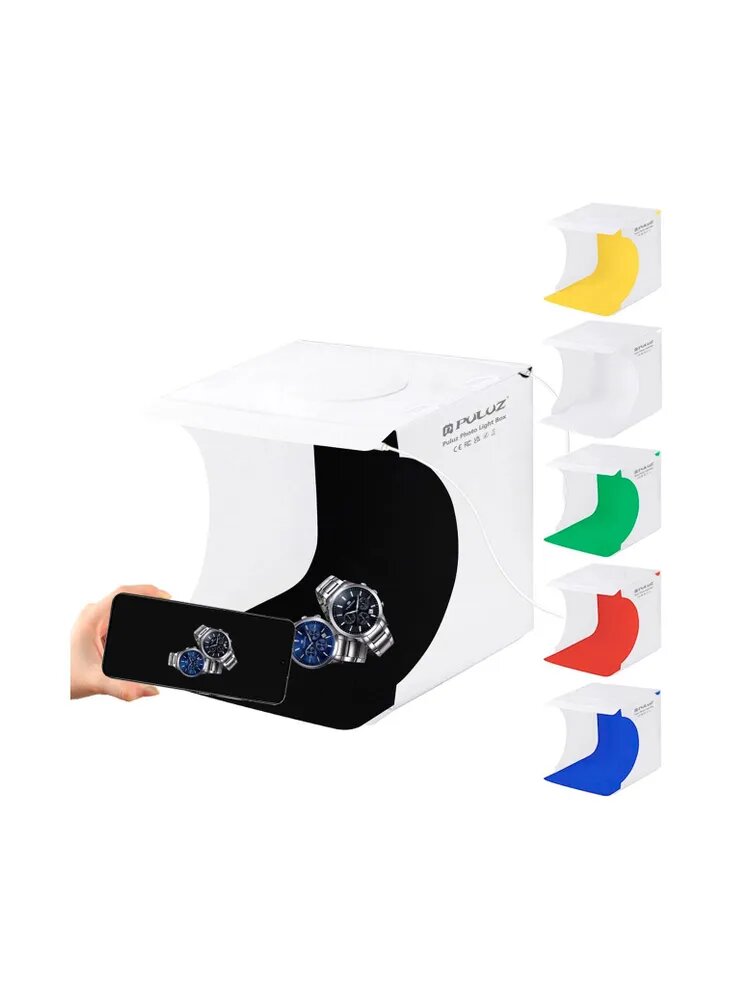 Фотобокс с подсветкой Puluz PU5022, 23 см, 2 LED панели + 6 фонов