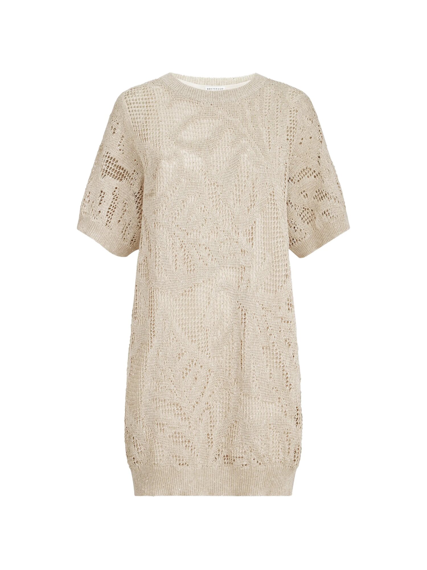 Платье BRUNELLO CUCINELLI Dazzling water lillies mini dress in linen and cotton