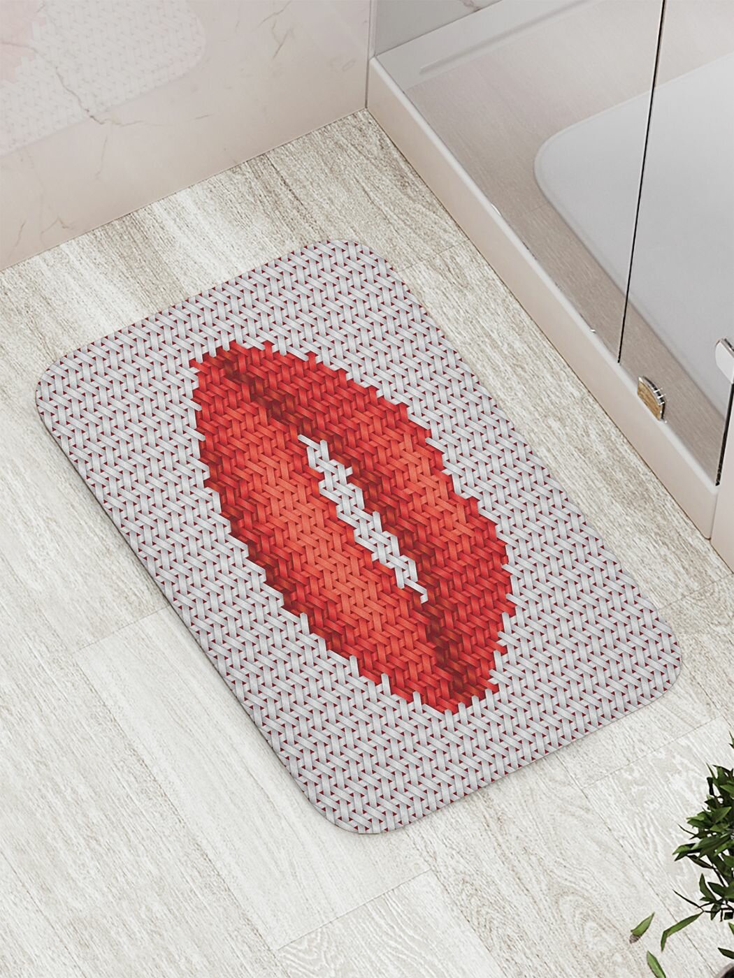 Коврик для ванной комнаты, туалета "Плетеные губы" противоскользящий, 52х77 см, JoyArty