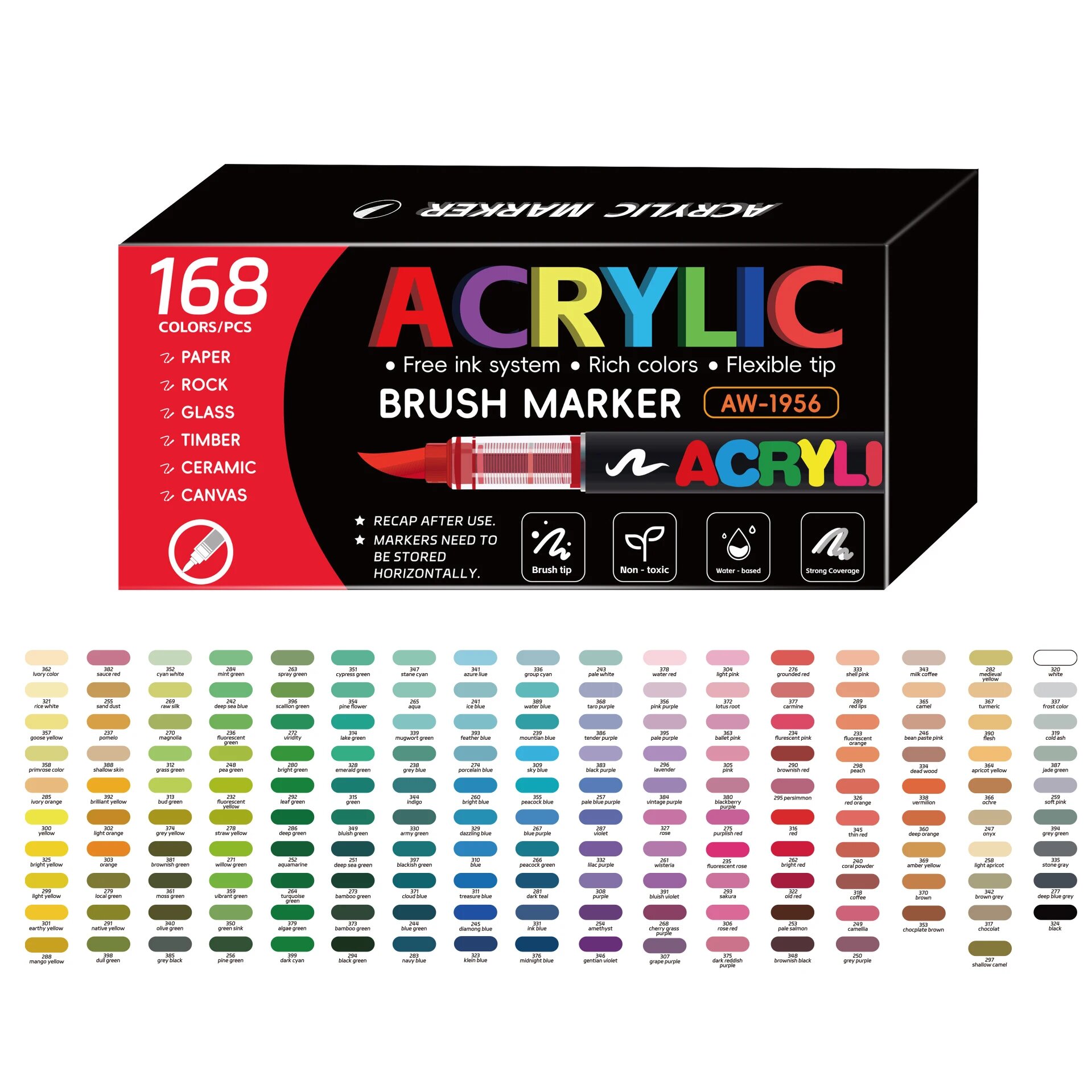 Маркеры акриловые Brush Marker 168 цветов