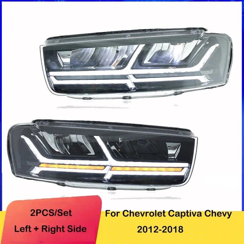 Пара автомобильных передних светодиодных фар для Chevrolet Captiva Chevy 2012-2018 DRL, проектор указателей поворота, фары в сборе Plug and Play