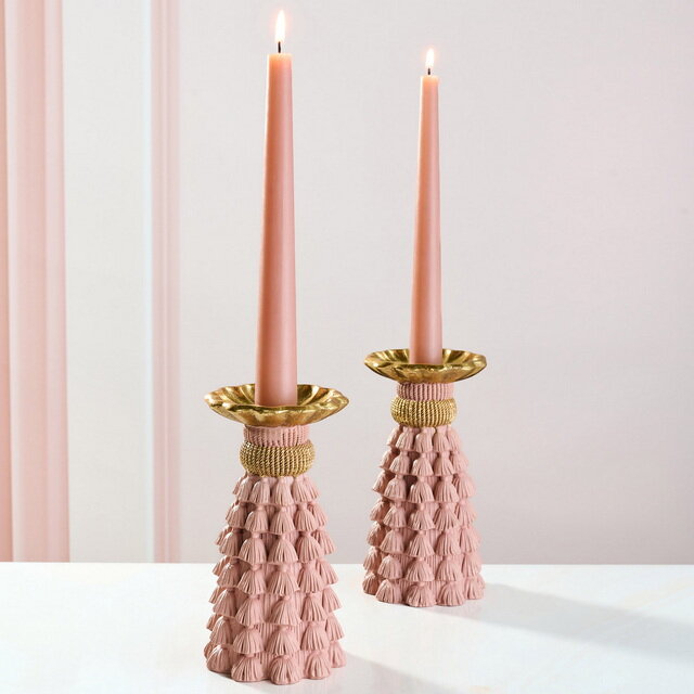 Декоративный подсвечник Tassel Roggero 15 см пудровый, EDG, 714888-50