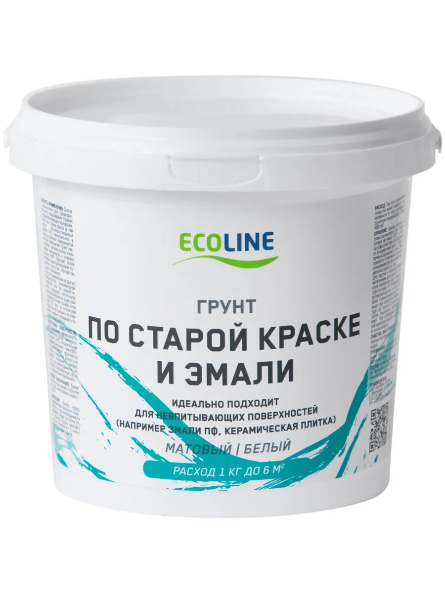 Грунтовка Ecoline, для стен, готовая, белый цвет, 1.5 кг в упаковке