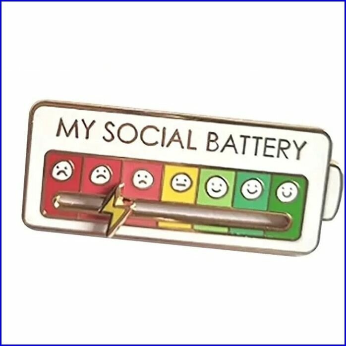 Значок интерактивный "My Social Battery" / Моя социальная батарейка / Выбери свое настроение