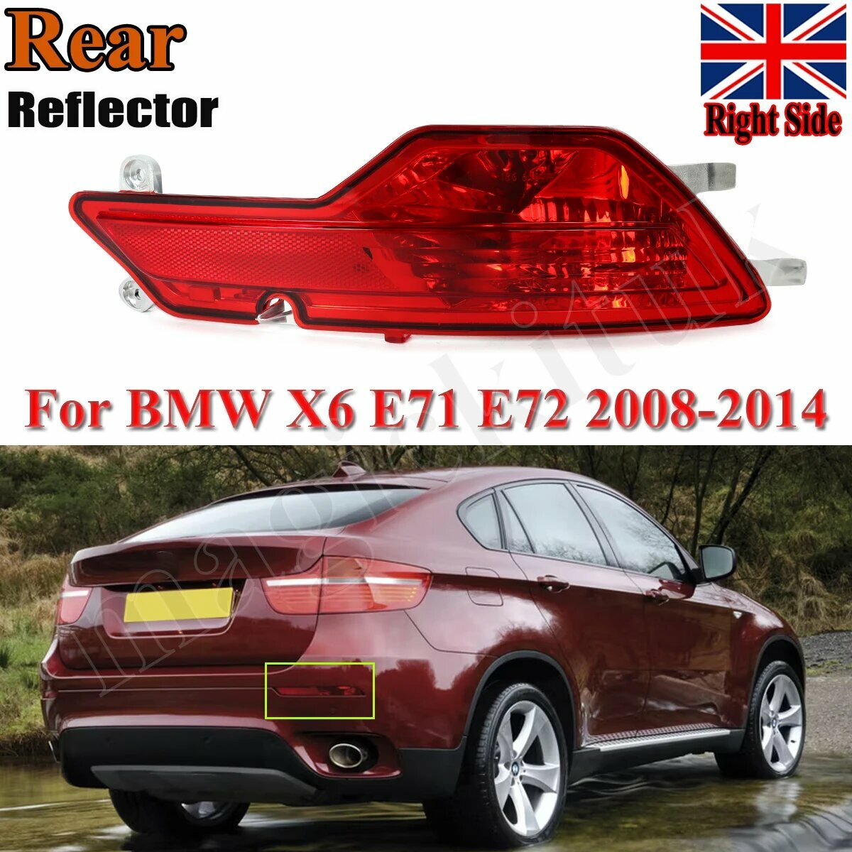 Задний бампер, противотуманный фонарь, отражатель для BMW X6 E71 E72 2008 2009 2010 2011 2012 2013 2014, задняя противотуманная фара красного цвета, прямая замена rear right