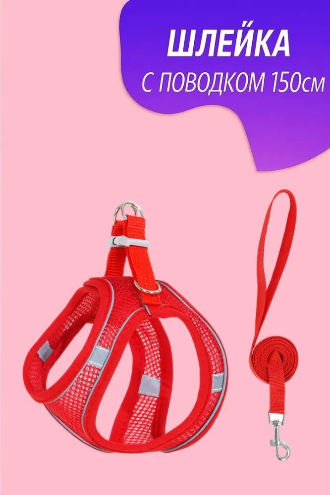 Шлейка для кошек и собак с поводком амуниция прогулки