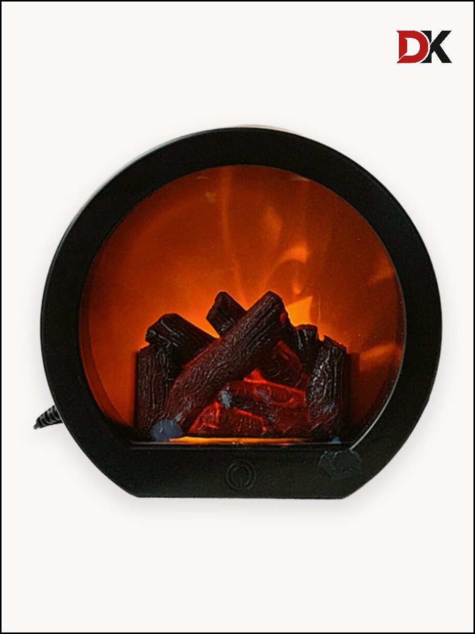 Электрический камин "Новогодняя магия", с подсветкой, черный, USB/Батарейки, 5Вт