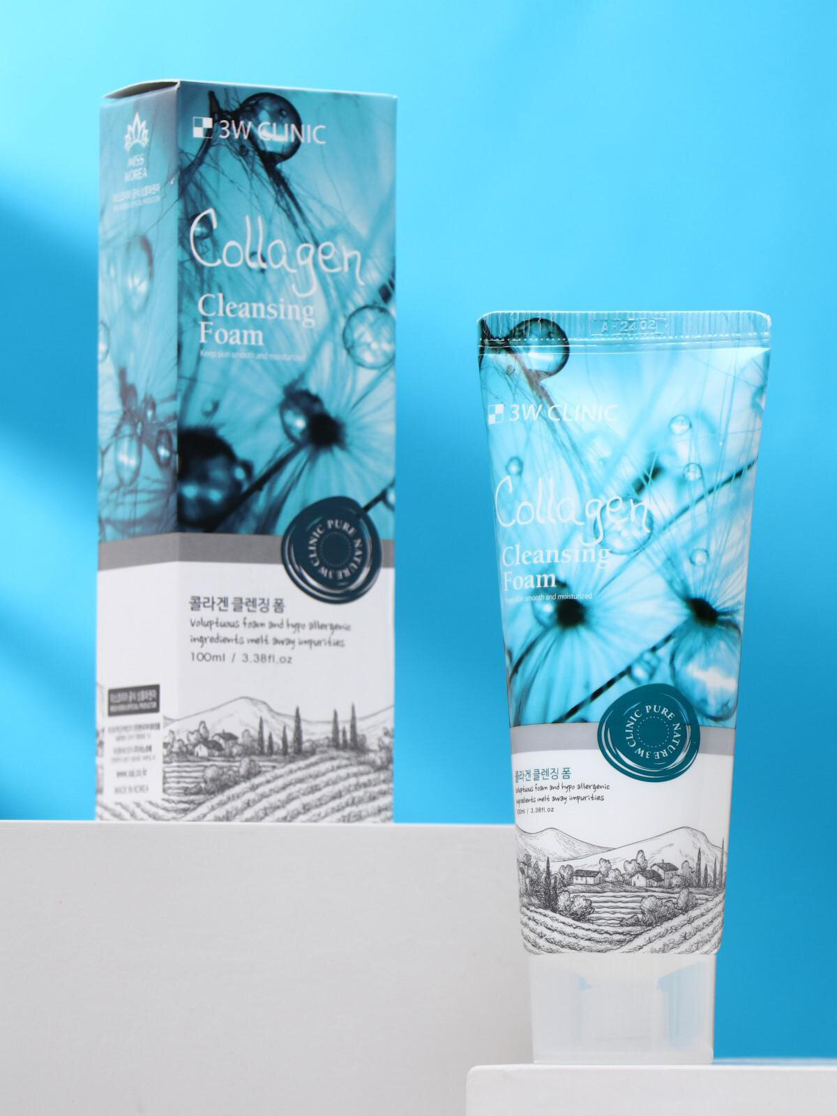 Пенка для умывания 3W Clinic Collagen Cleansing Foam, укрепляющая, 100 мл