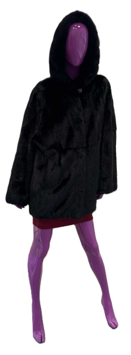 Женская шуба из норки, чёрная, размер 56 (3XL)