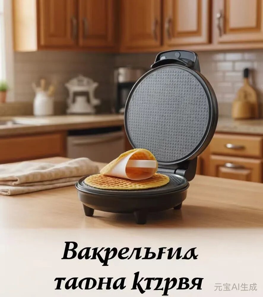 Маффинница Электрическая вафельница круглая 1200 Вт, черный, серый