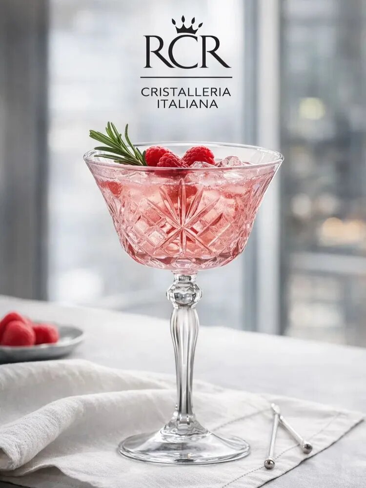 Бокалы для коктейлей, подарочный набор RCR "Style Melodia" 2 шт, 260 мл. Хрустальное стекло. Италии