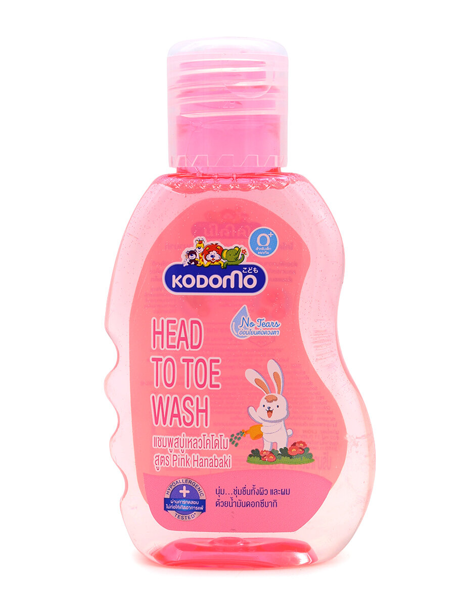 LION Детский гель для душа "От макушки до пяточек" Розовый Ханамаки Kodomo, 100 мл