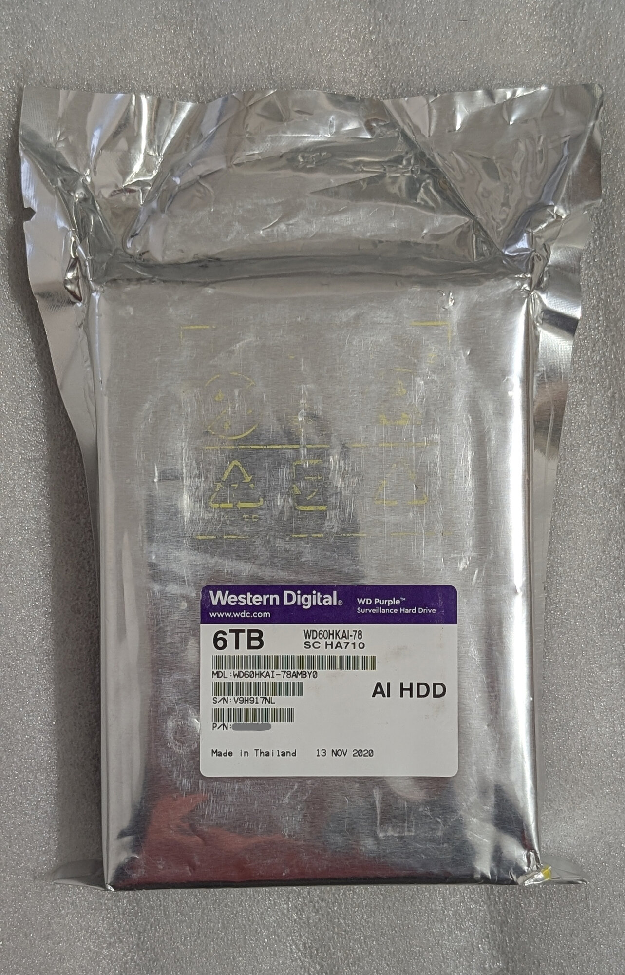 Жесткий диск Western Digital Purple 6Tb WD60HKAI-78 AI HDD Hikvision, 7200об/мин, 256мб (Original, Not refurbished)