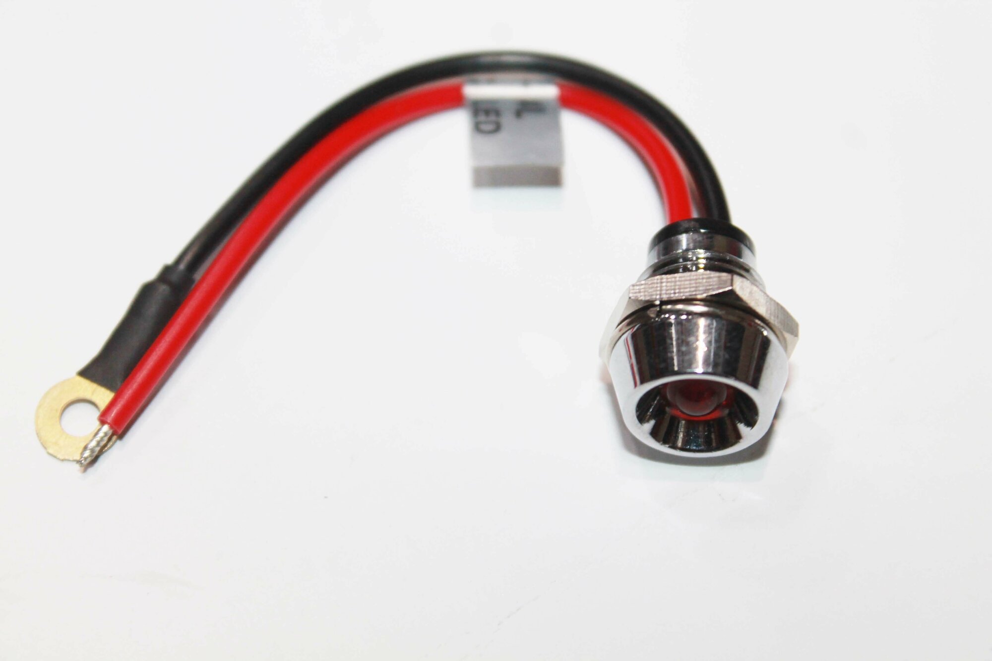 Лампа индикаторная 12В светодиод. ф5мм, в хромир. латун. корпусе, с проводом, красная / Автоэлектроника / R934LR(1720113)