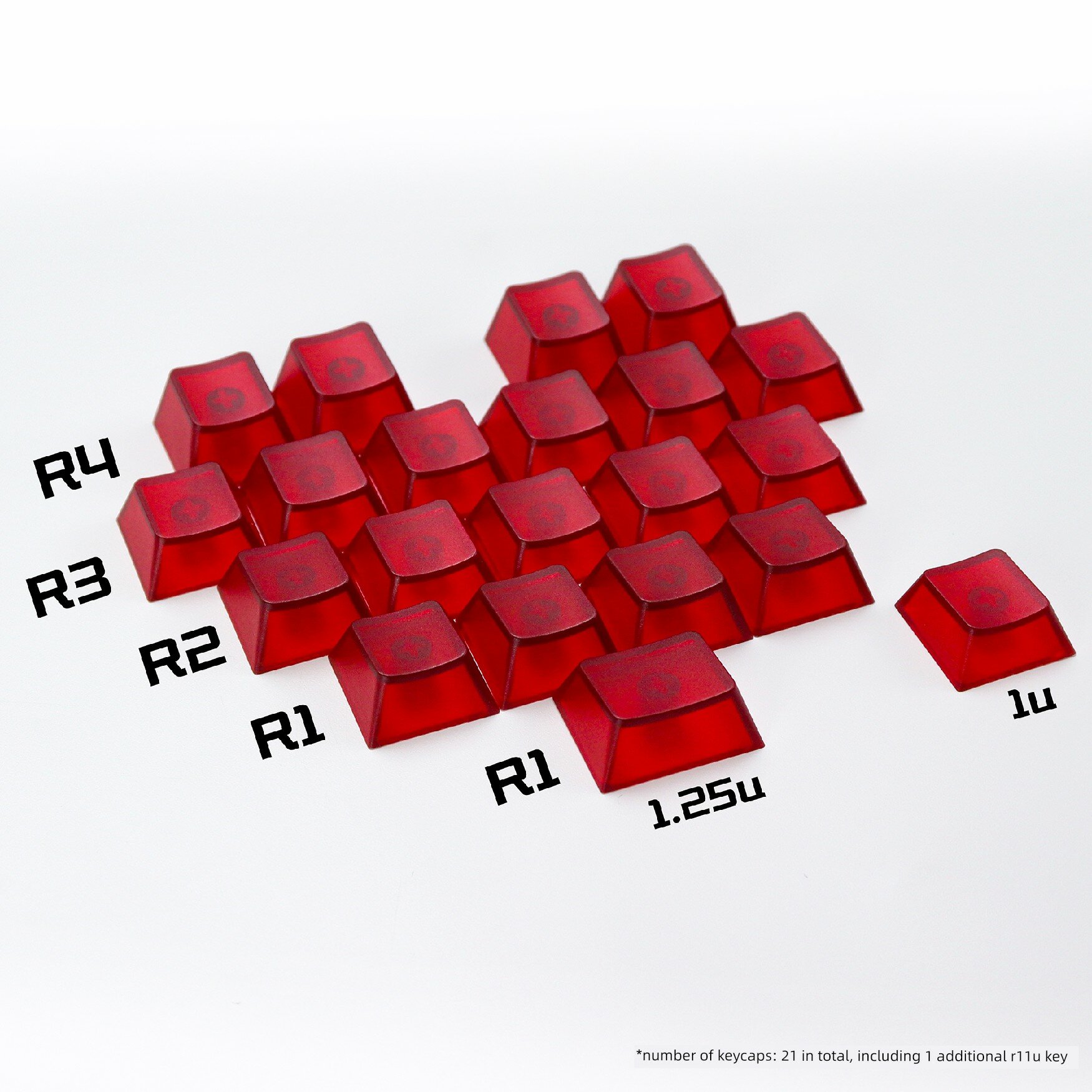 Черные полупрозрачные кейкапы с любовной тематикой, светопропускающие, без гравировки, из прозрачного поликарбоната,