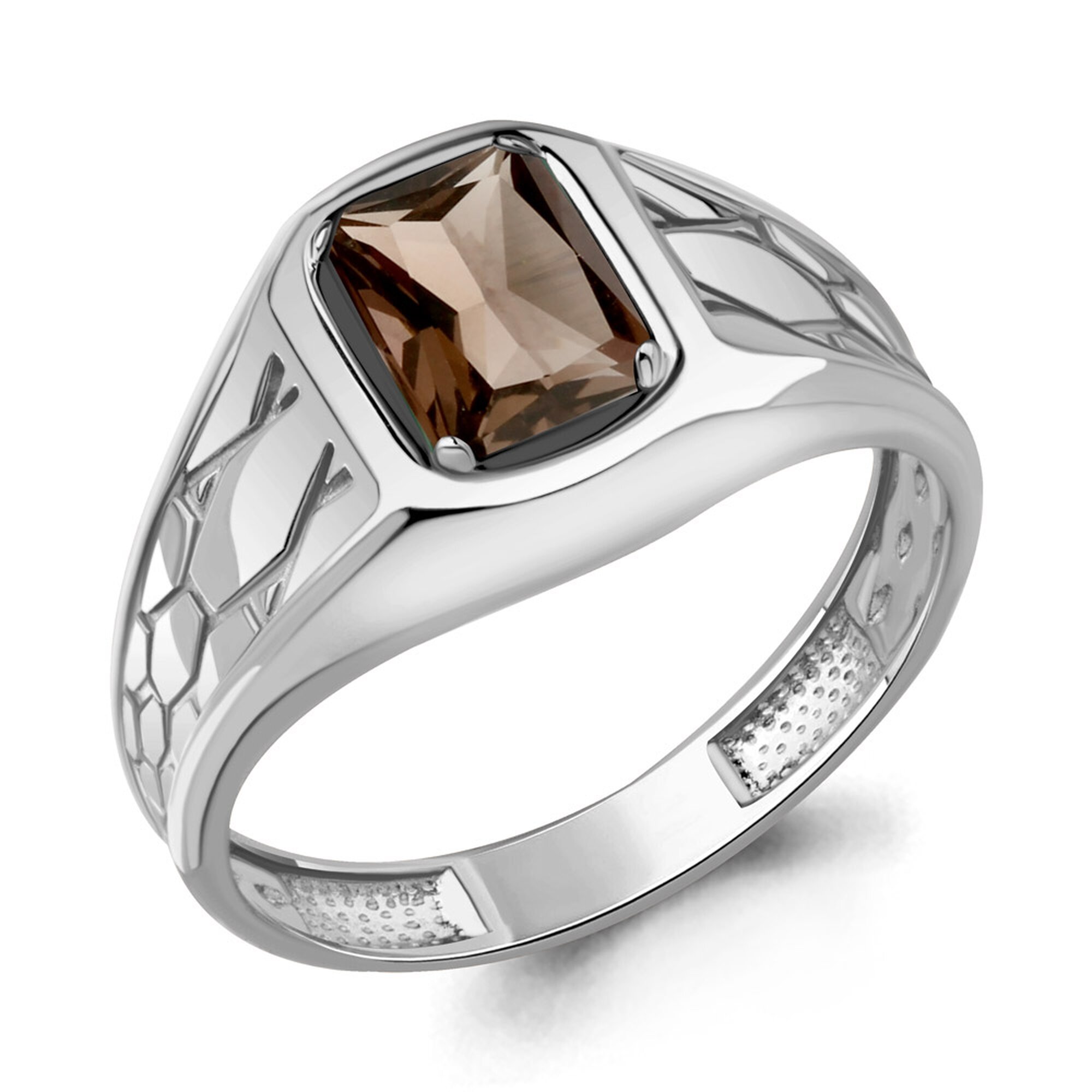 Кольцо, серебро, 925 проба, родирование, кварц