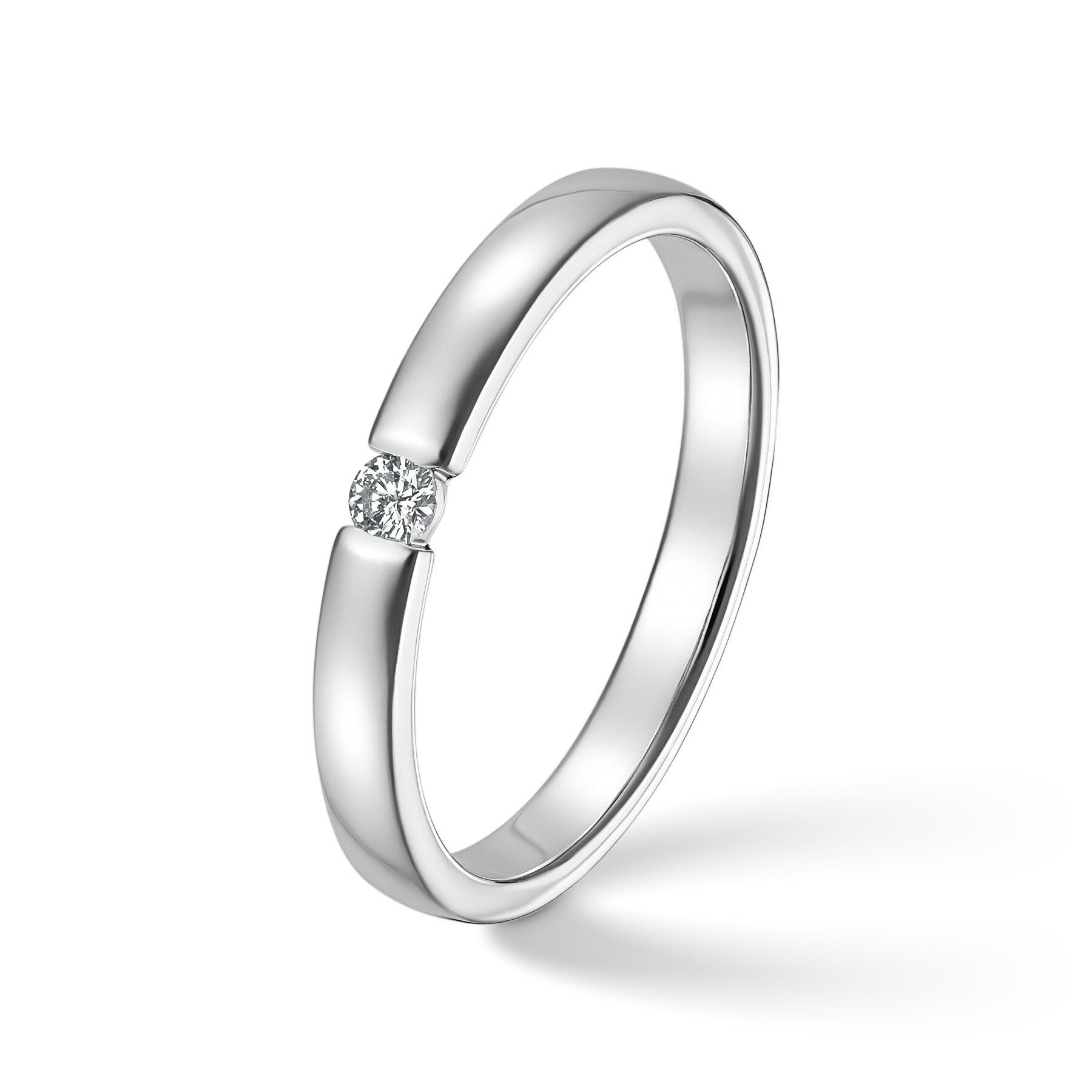 Кольцо обручальное, белое золото, 585 проба, бриллиант