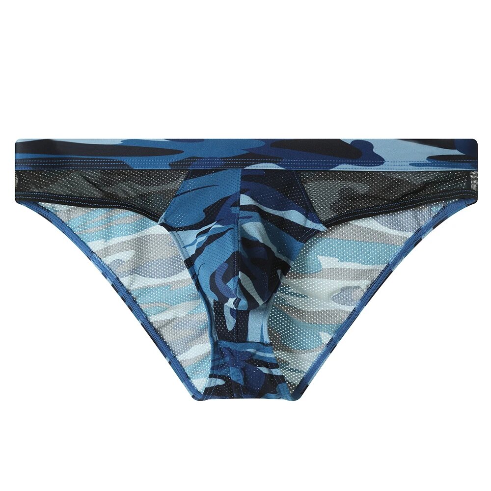 SSANSISITER Мужское нижнее белье сетчатое камуфляжное полиэстер М, Blue Briefs
