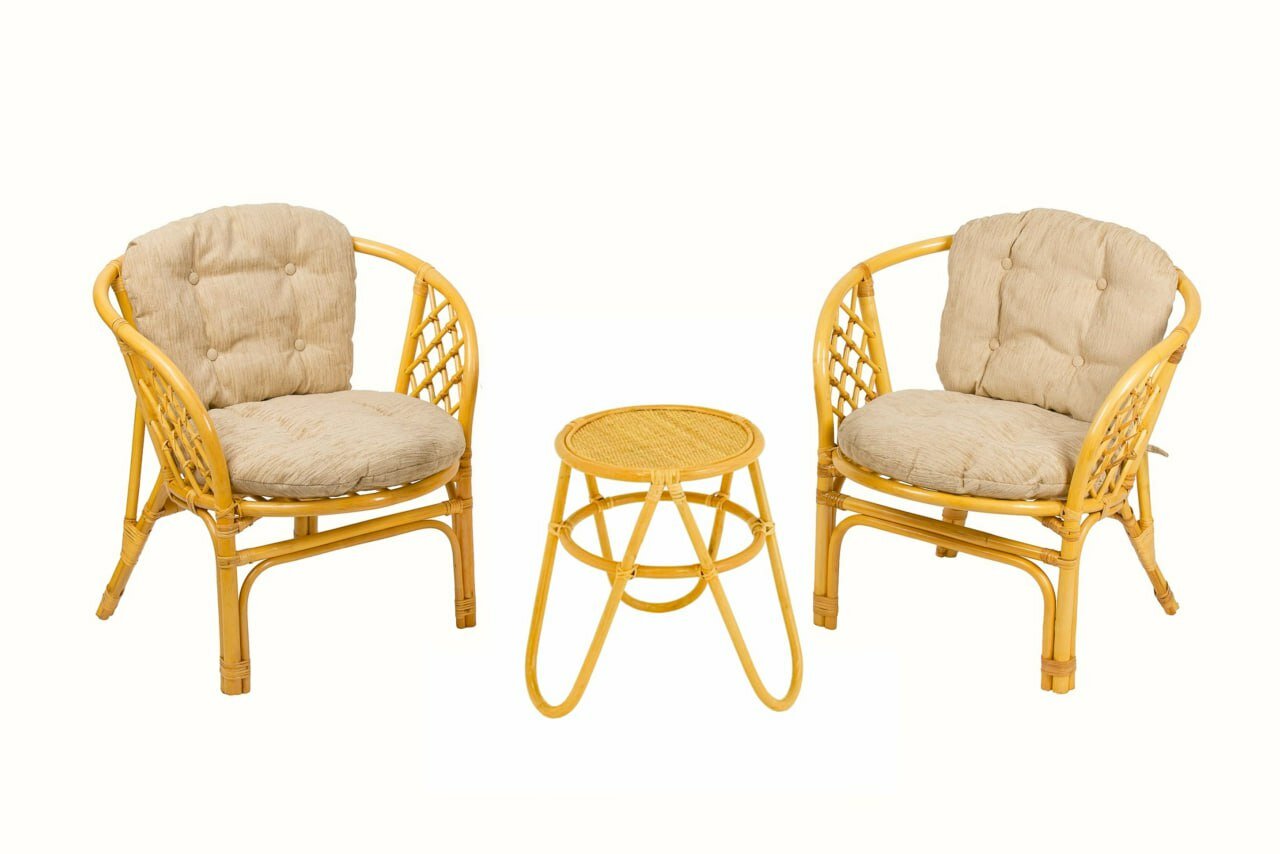 Комплект садовой мебели Багама Kiwi из натурального ротанга с бежевыми подушками, цвет мед