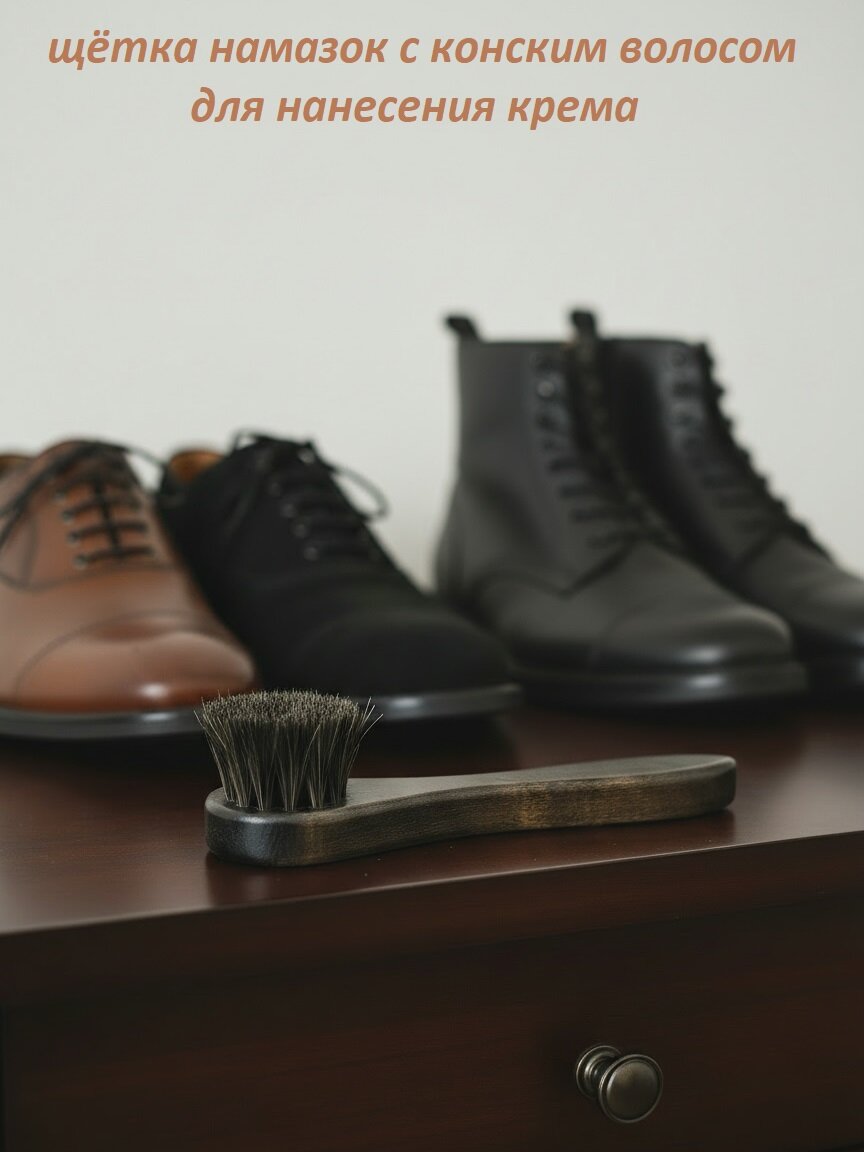 Щётка намазок для обуви, деревянная, натуральная щетина, для гладкой кожи