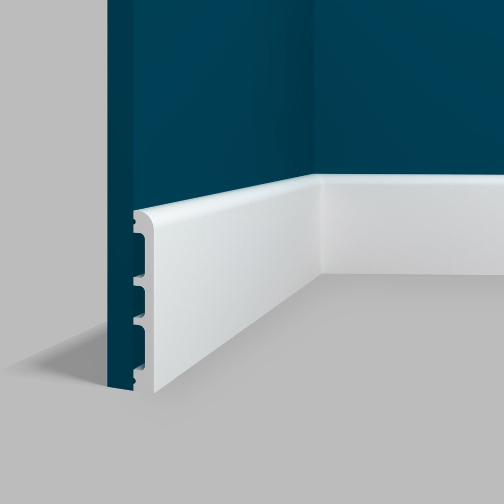 Плинтус напольный 13х100 мм Perfect Plus P69-2 метра под покраску высокий пластиковый полистирол белый