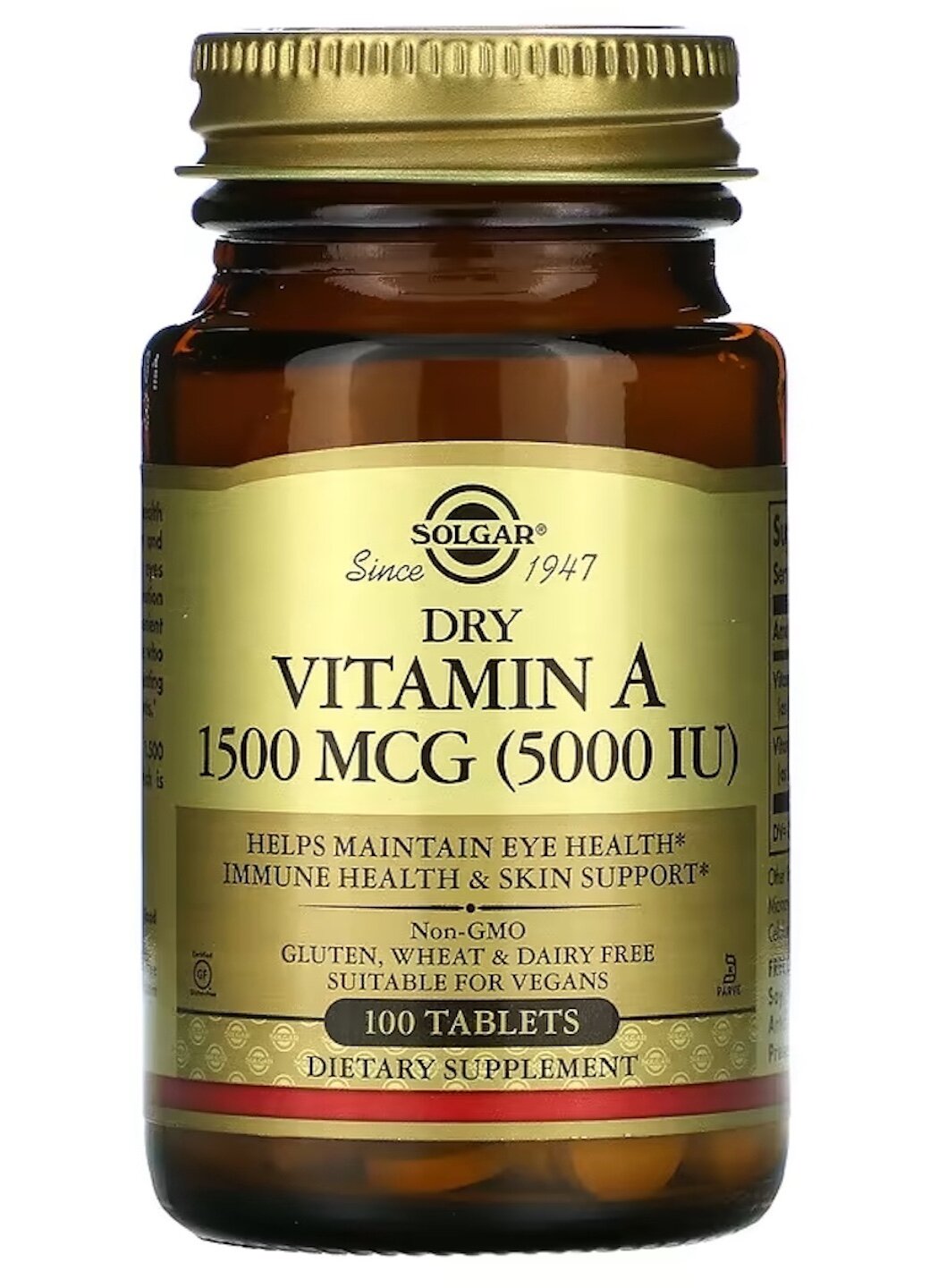 Solgar Vitamin A Dry, Витамин А 5000 МЕ 1500 мкг 100 таблеток