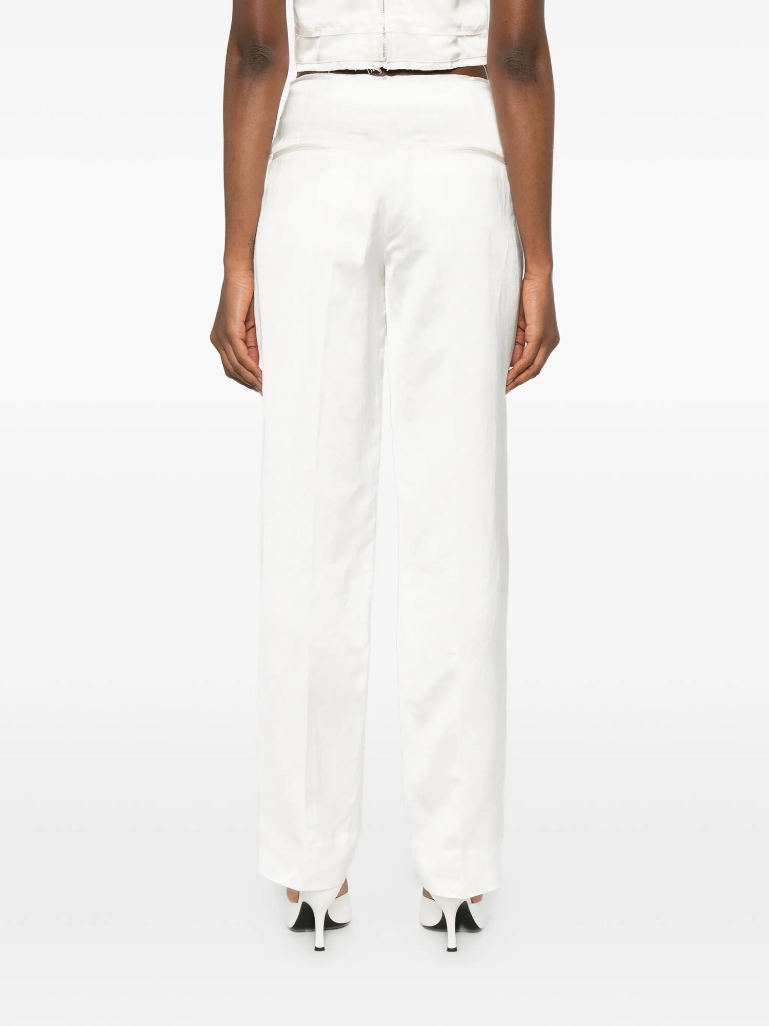 Брюки TOTEME Raw hem trousers, размер 38, белый — фото 1