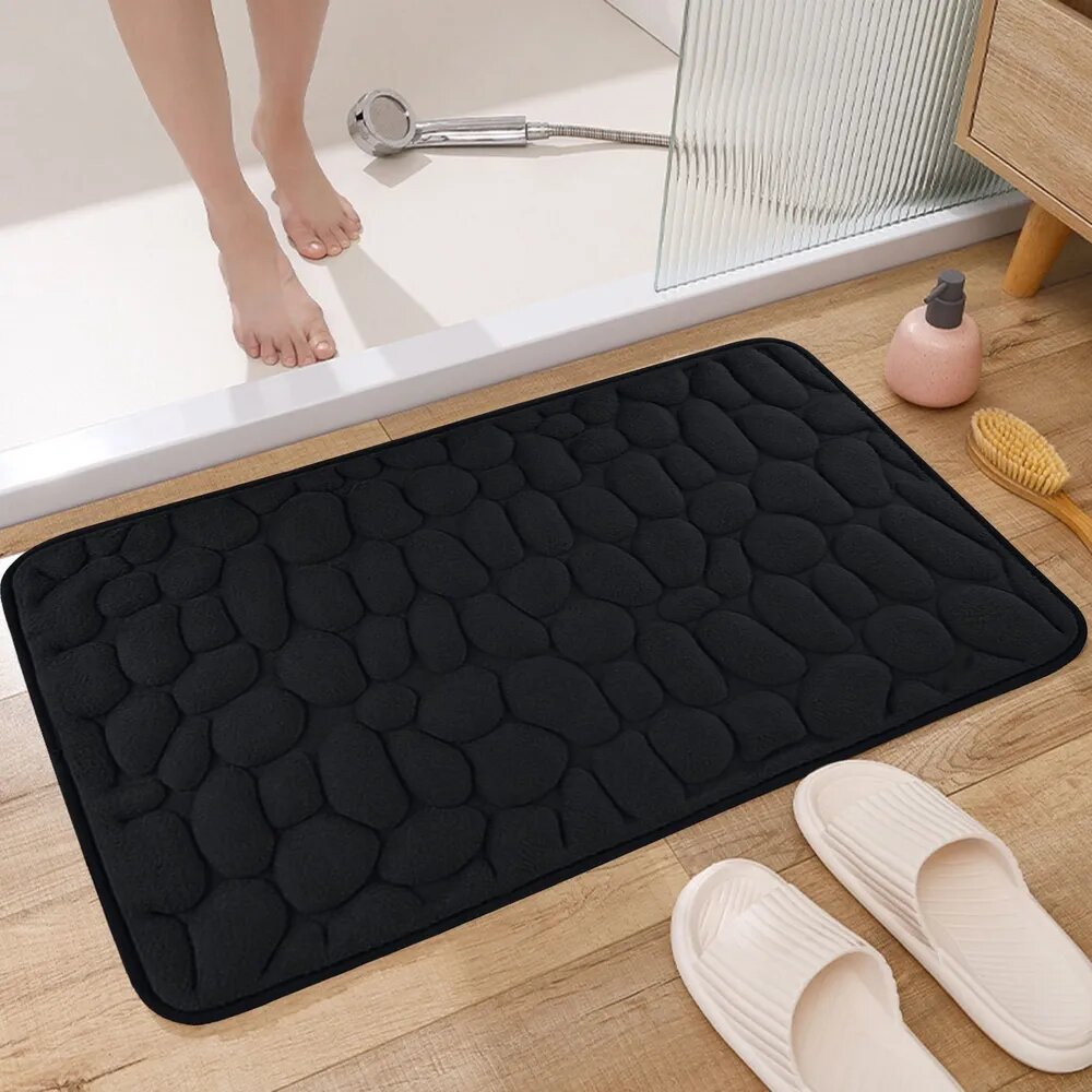 Ковер Камень 80x50 см，Ванный коврик «Галька» из памятьной пены — противоскользящий и впитывающий