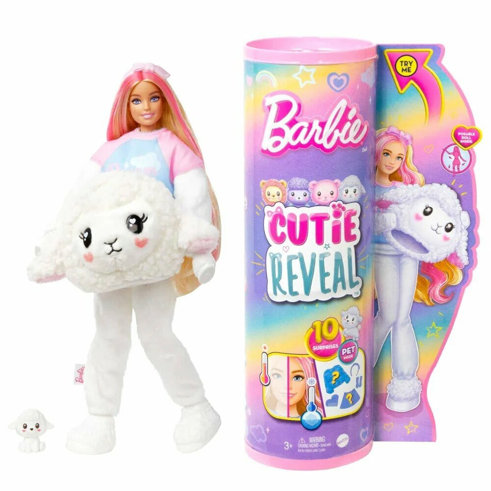 Barbie Cutie представляет уютные милые футболки, кукла и аксессуары, ягненок HKR03