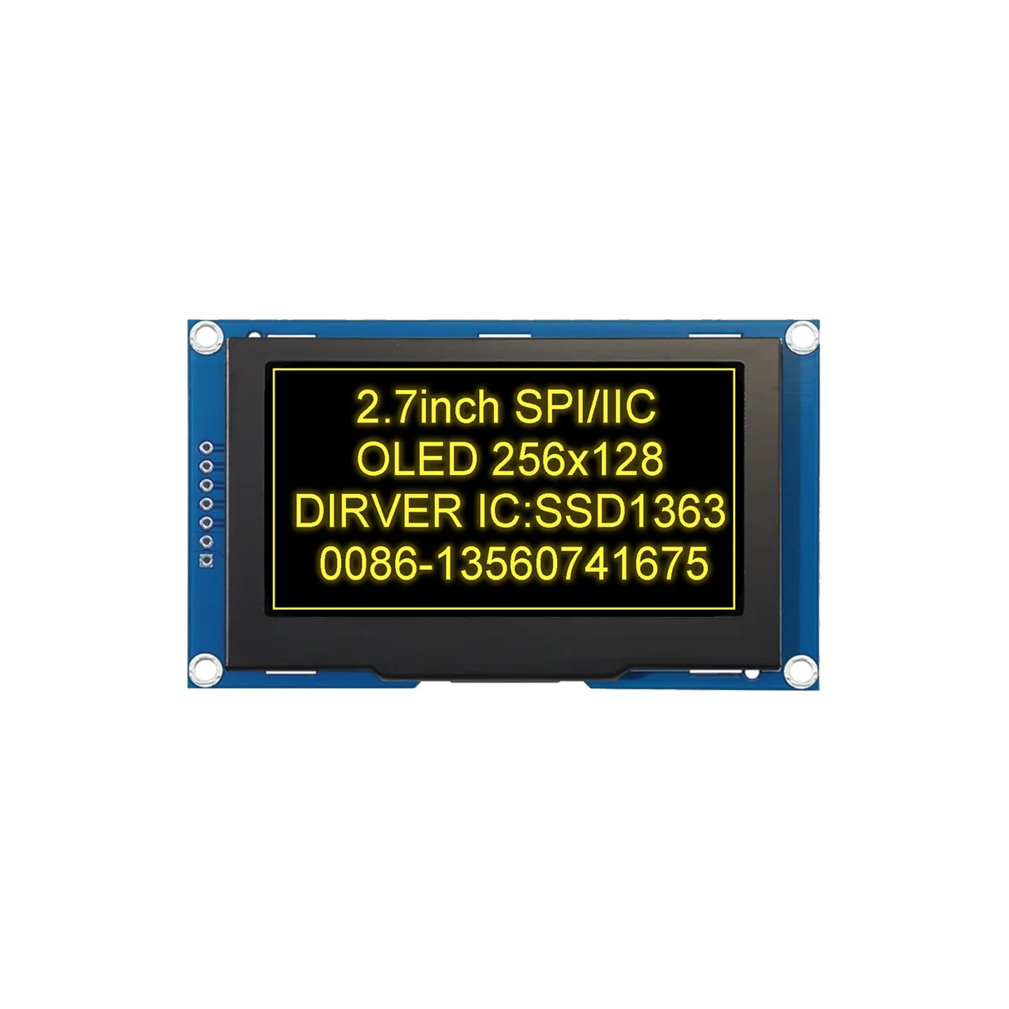 ЖК-дисплей Yuxian 2.7 дюйма 256x128 7pin SPI yellow