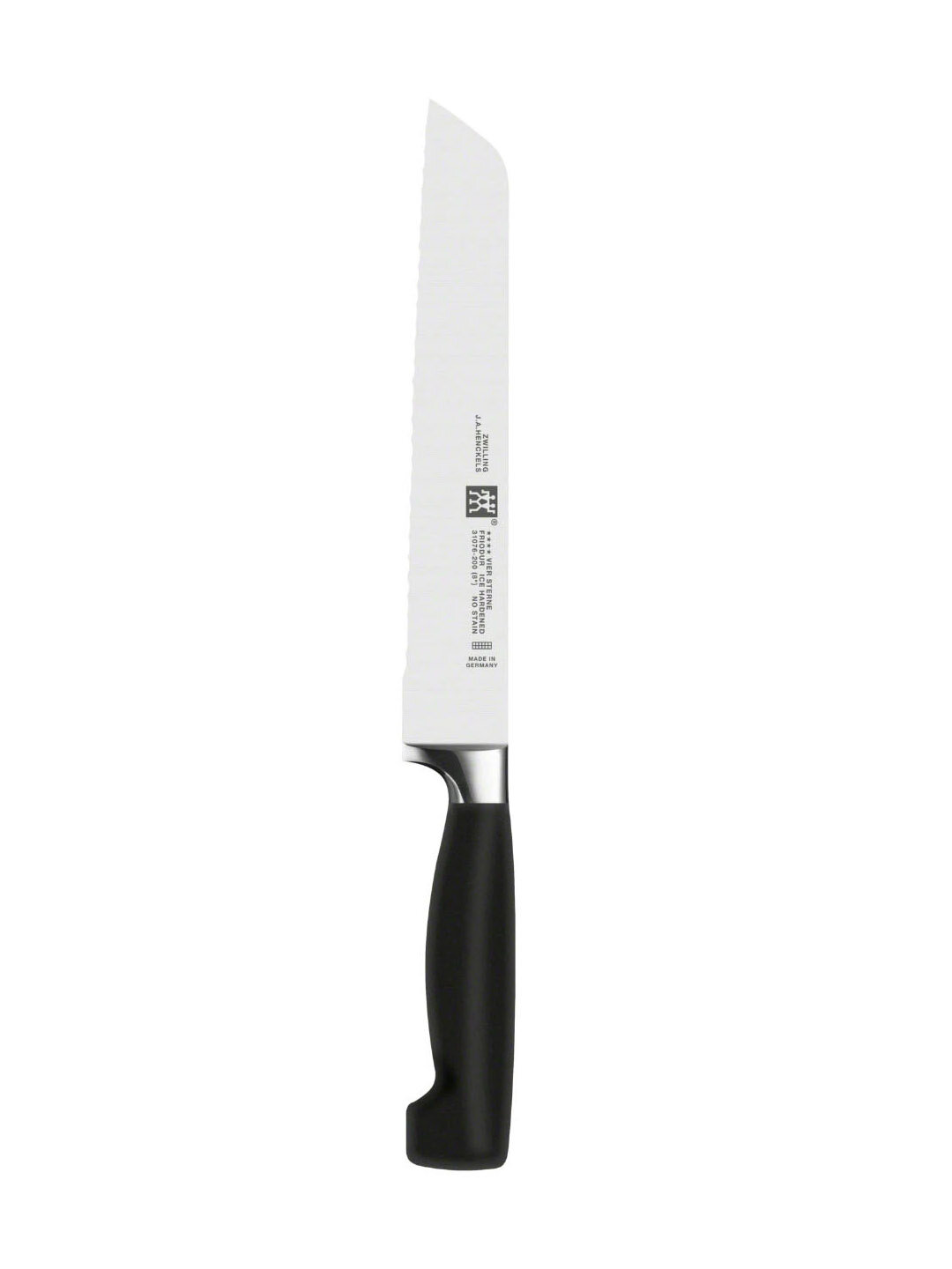 Нож для хлеба Zwilling Twin Four Star, нержавеющая сталь, лезвие 20 см, серебристый/чёрный
