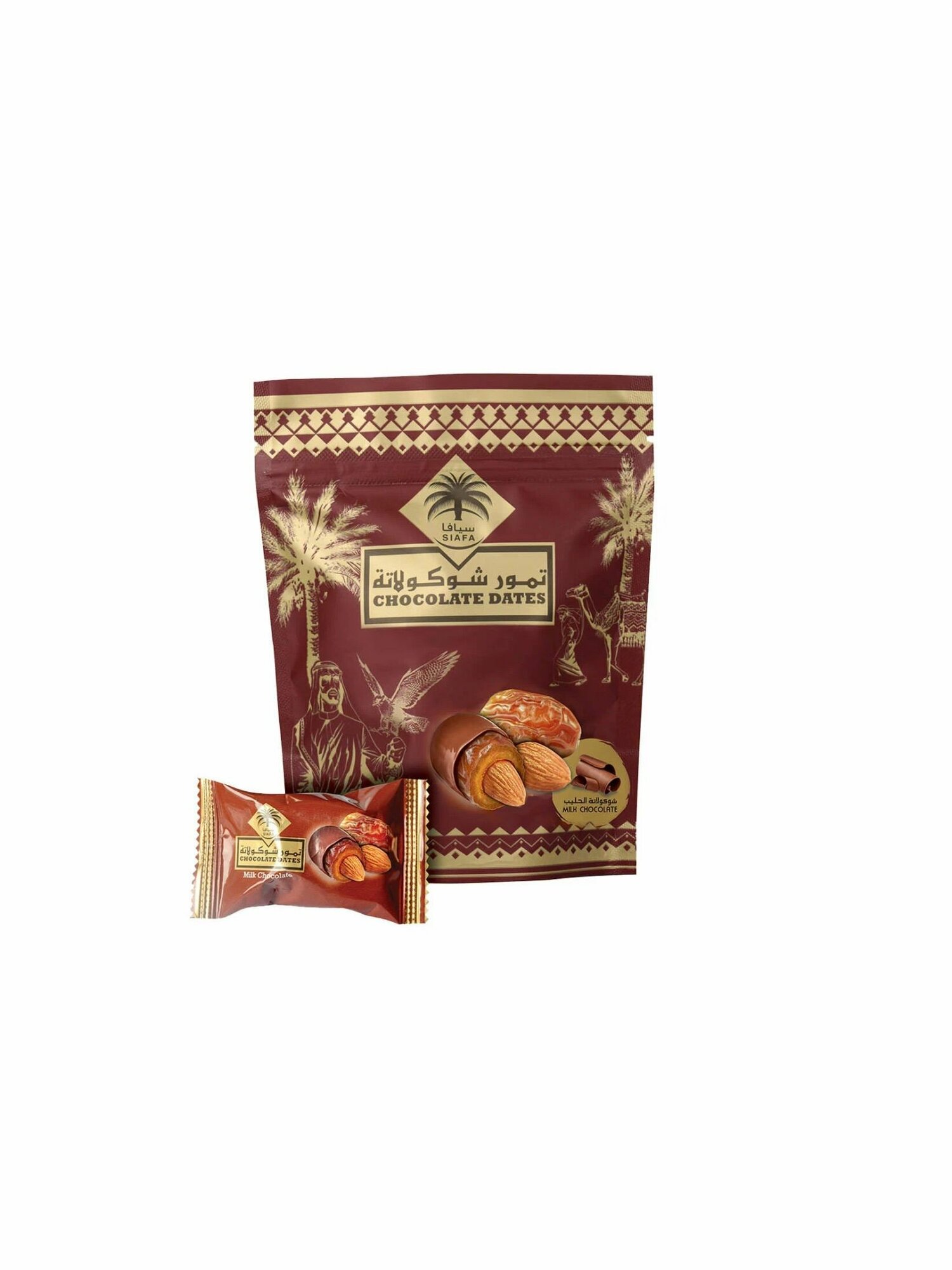 Финики в молочном шоколаде, начиненные миндалем "Siafa" - 100грамм