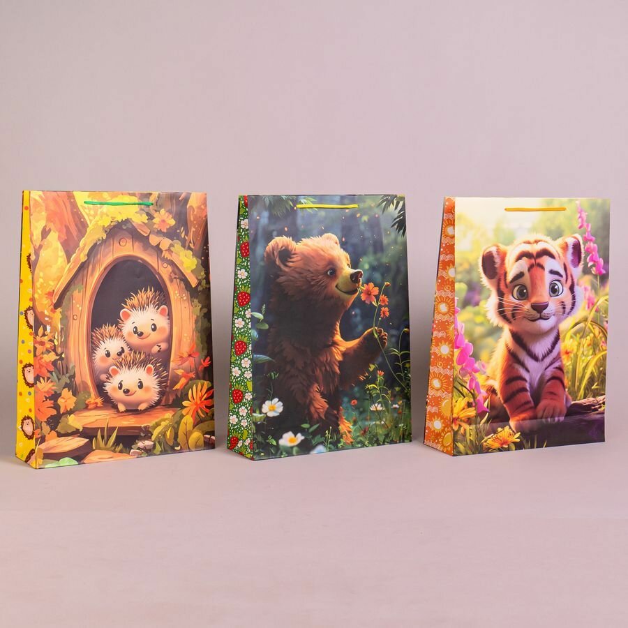 Пакет подарочный в детский сад набор из 12 штук, размер 33х45х10 см, на выпускной