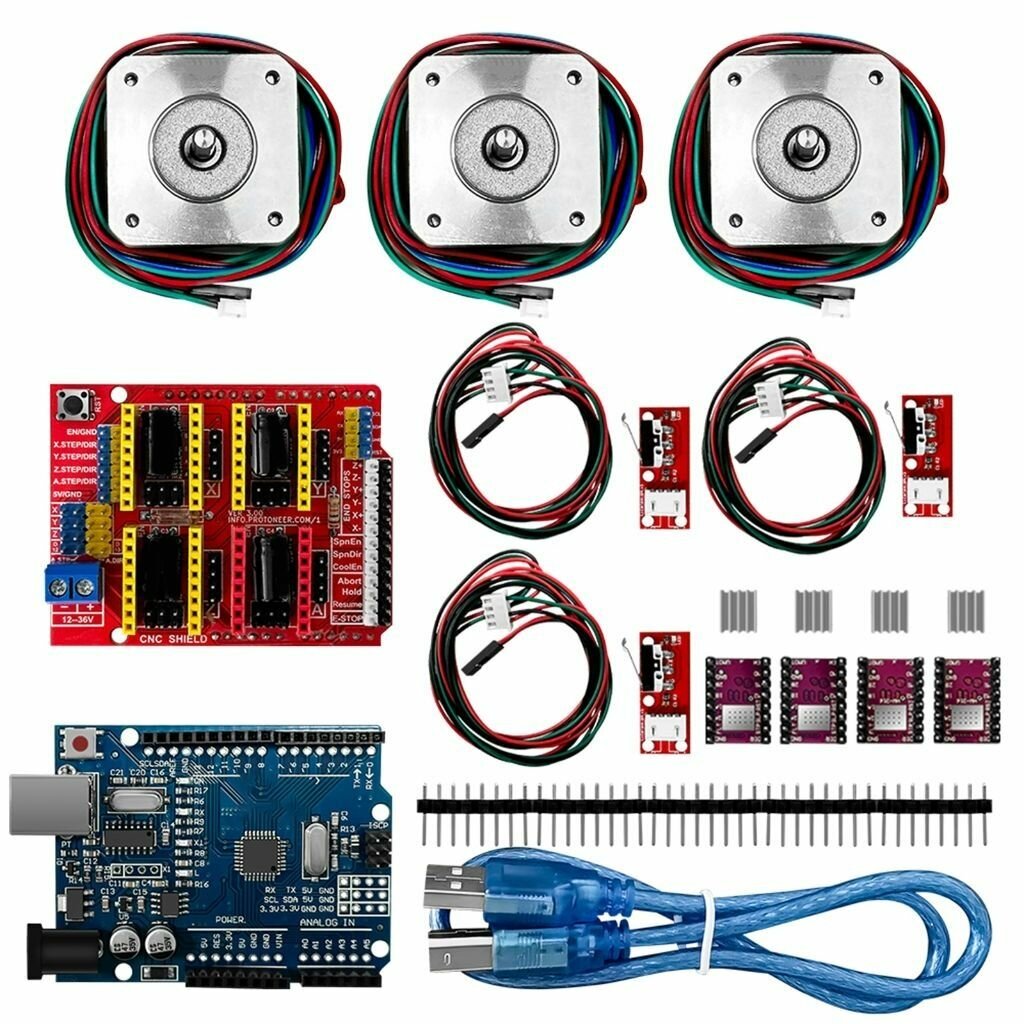 Комплект CNC Shield V3 с драйверами A4988 и DRV8825