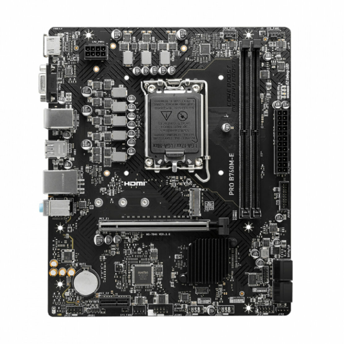 Материнская плата MSI PRO B760M-E Soc-1700 Intel B760 DDR5 mATX GbLAN/VGA/HDMI