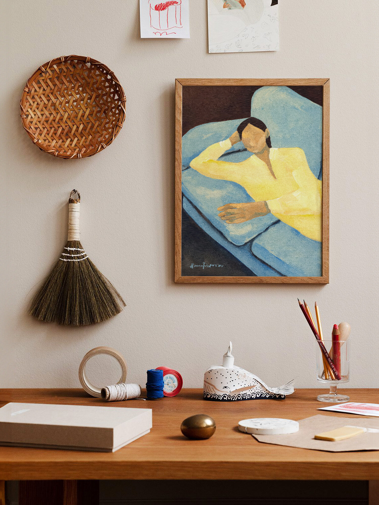 Постер "Blue Sofa" 21х30 на стену для интерьера без рамки — фото 1