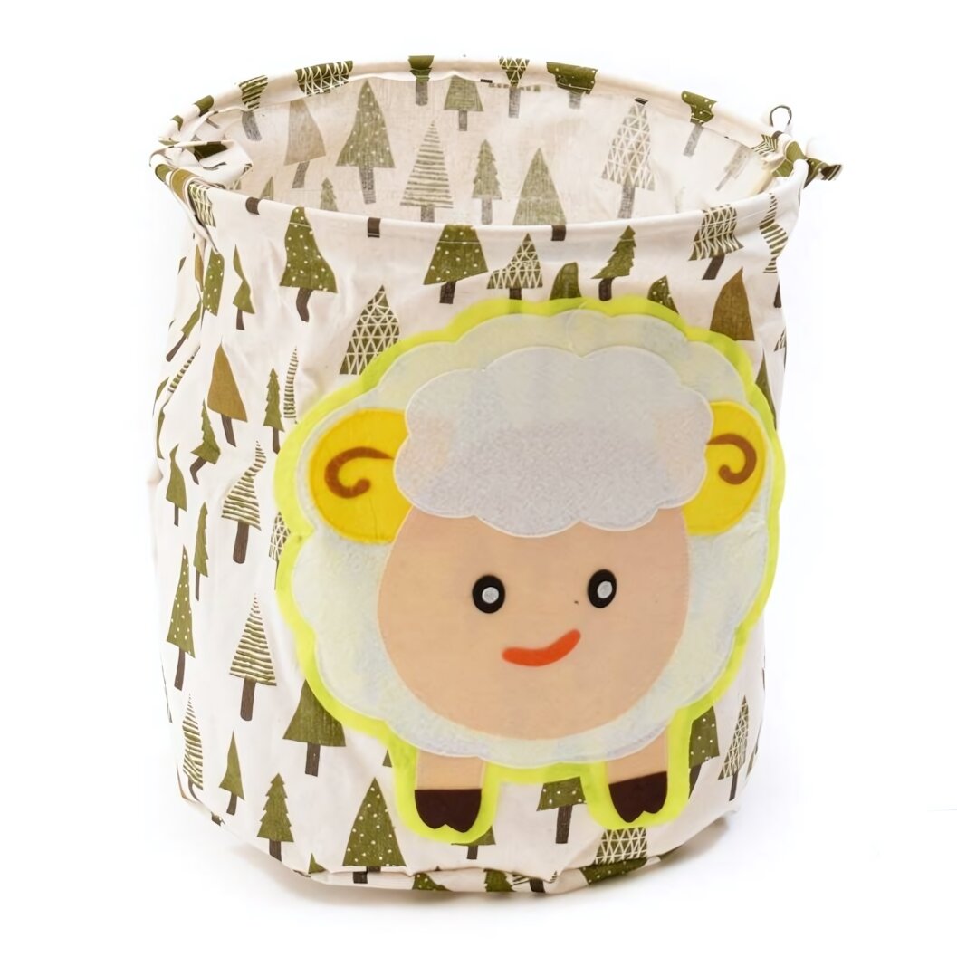 Корзина для игрушек складная «Елочки», 37×40 см, ткань с металлокаркасом, овечка, декор