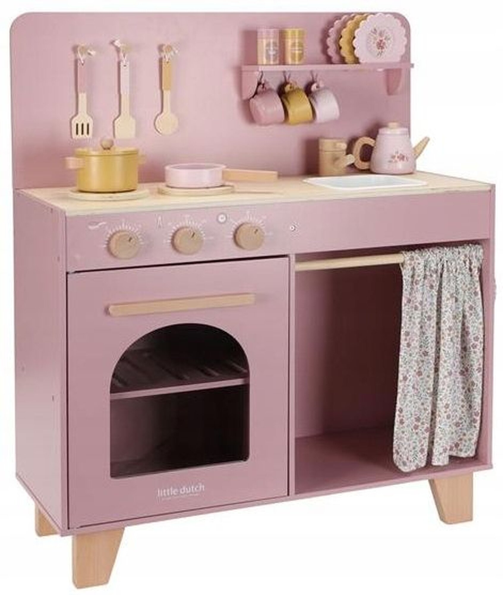 Игровой набор Little Dutch - Детская деревянная игрушечная Кухня с духовкой, мойкой и аксессуарами - LD2501