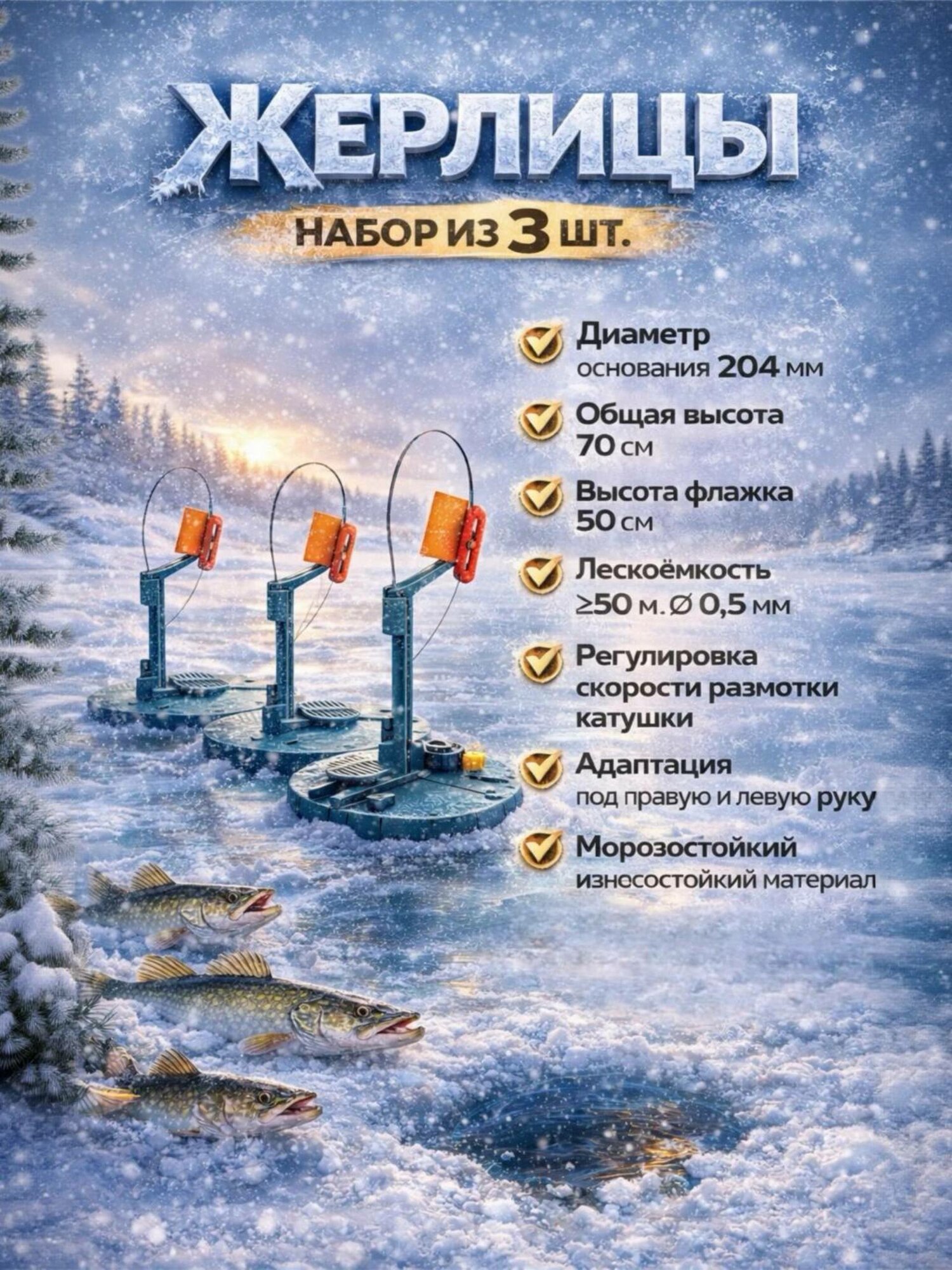 Жерлица Fishka от Петрова 3 шт. не оснащенные