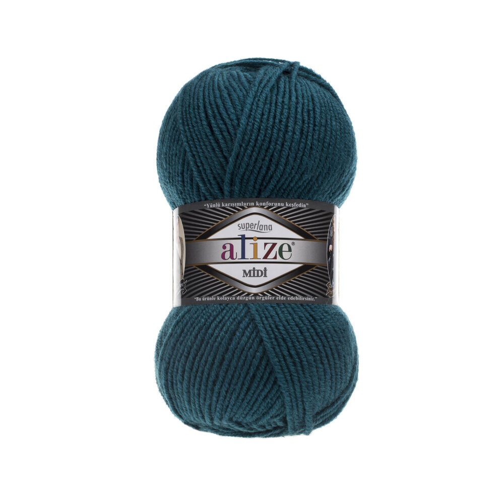 Пряжа для вязания Alize Superlana midi 212 петрольный 100 гр/170 м 25% шерсть, 75% акрил