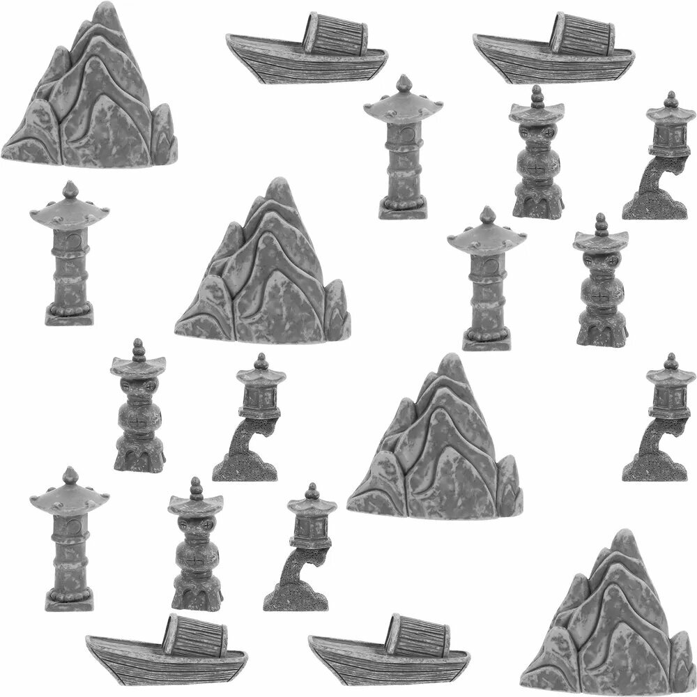 Серая смоляная миниатюрная фигурка декоративной рокарии для оформления сада в наборе 1 наб